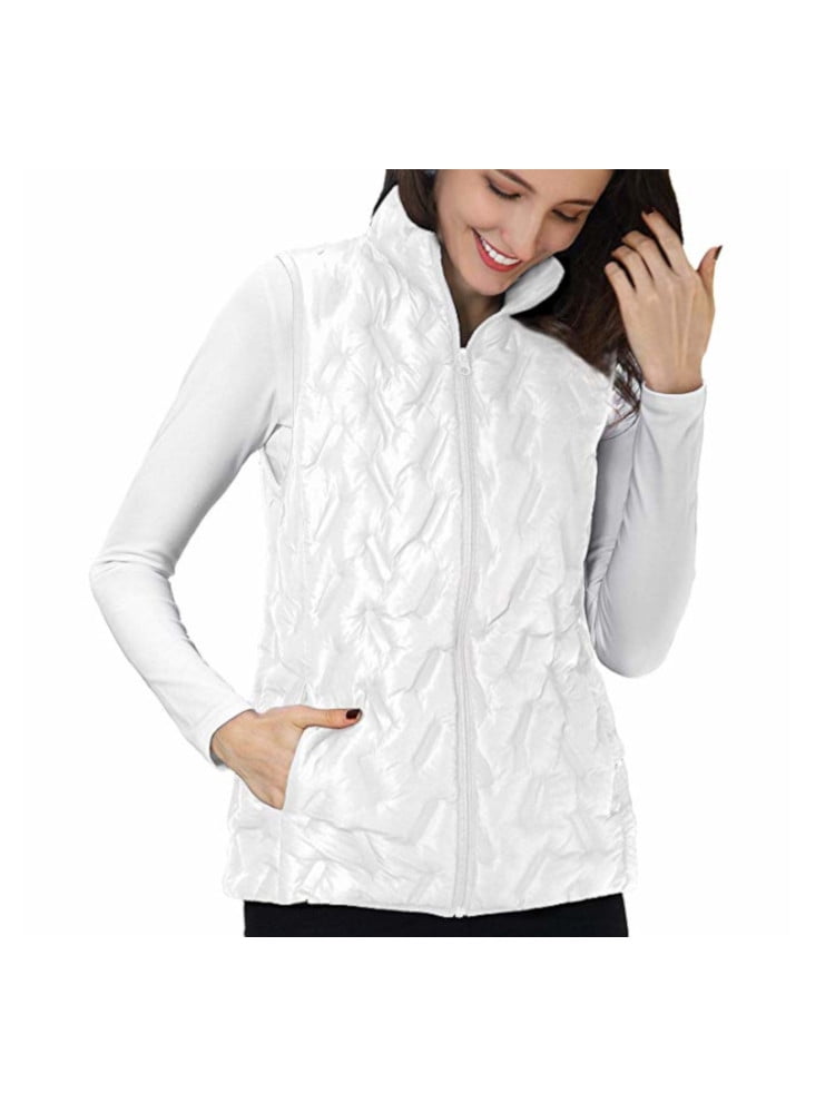 Tangerine Womens Size Small Light Weight Full Zip Vest, White - Walmart.com