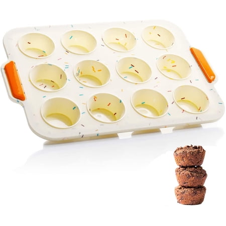 SUZH-u Mini Muffins Baking Mold Set Of 12 Made Of Silicone With Metal ...