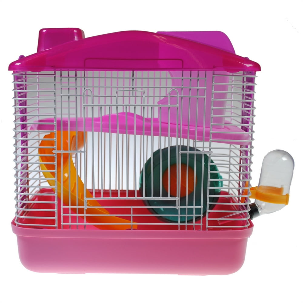2-Tier Hamster Cage with Wheel - Pink - Walmart.com - Walmart.com