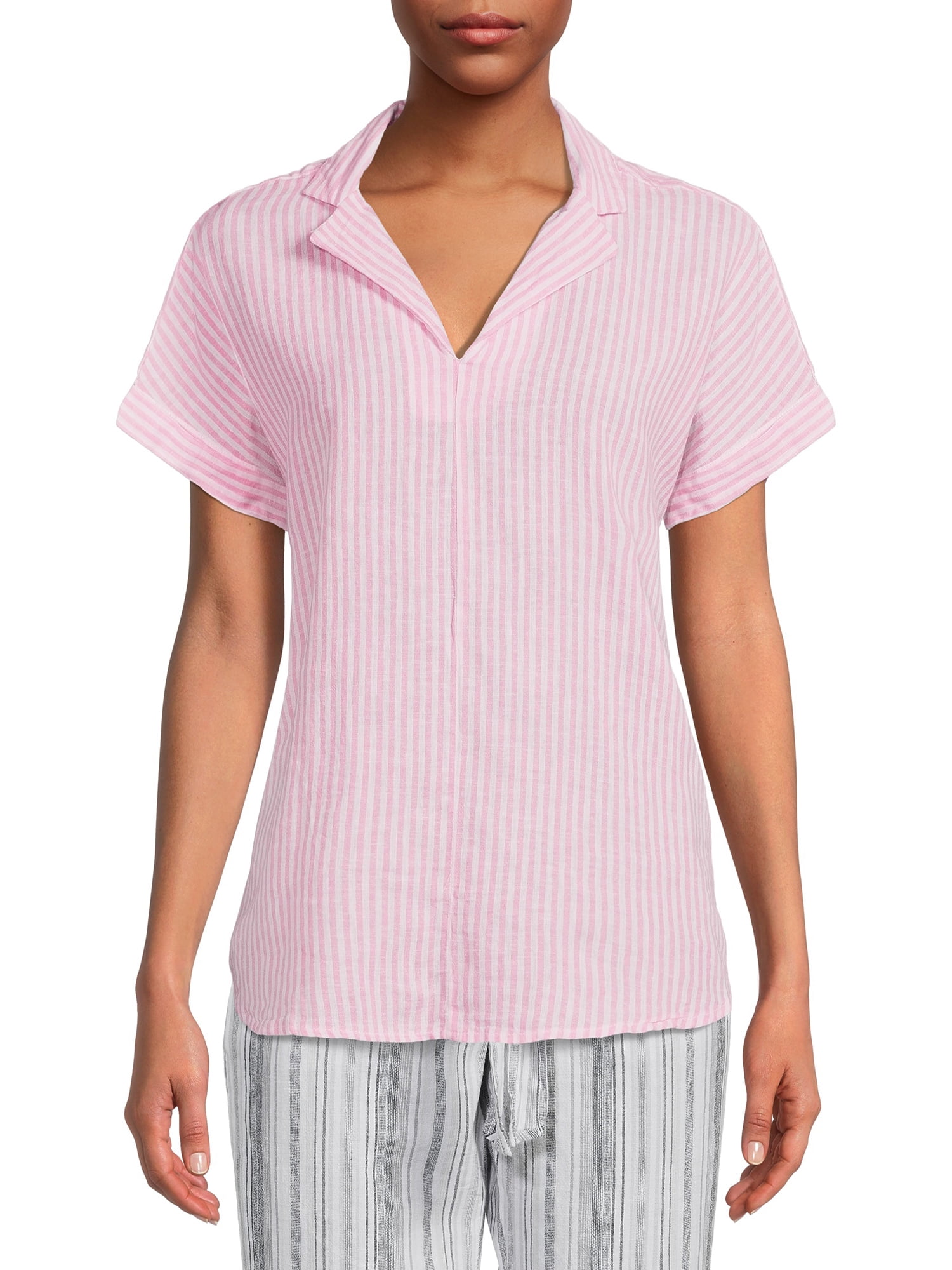 Beach Lunch Lounge Women's Sammy Linen Short Sleeve Popover Top ...