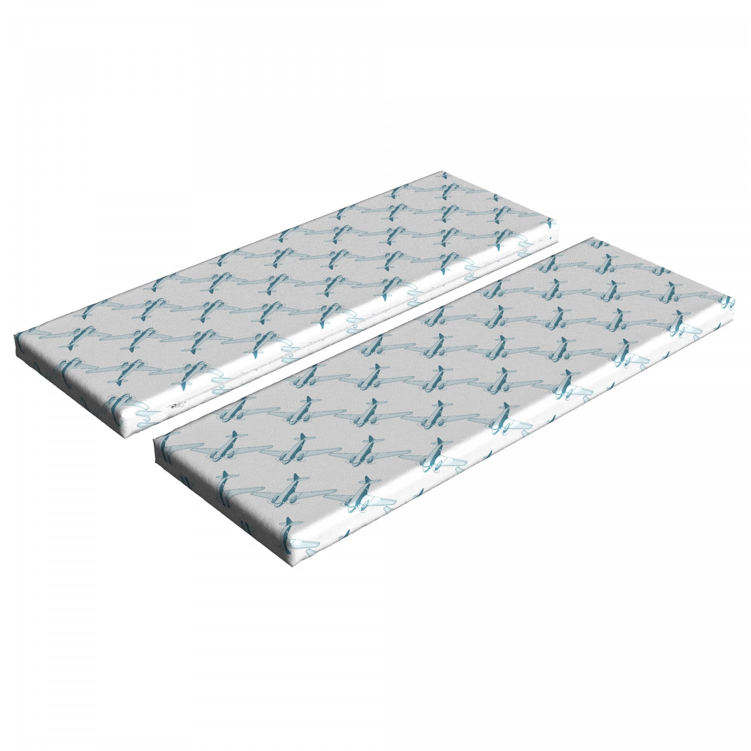 Vintage Airplane Bench Cushion Set of 2, Retro Travel Themed ...