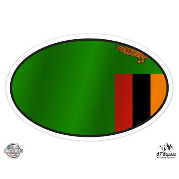 Zambia Flag Oval - 7" Vinyl Sticker - For Car Laptop I-Pad - Waterproof ...
