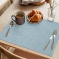 Blue Linen Placemats Set of 4, Farmhouse Pure Color Country Vintage Non ...