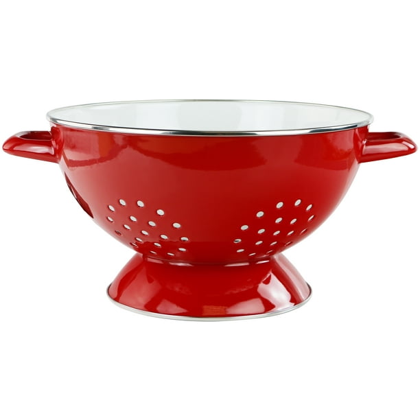 Calypso Basics, 3 Qt. Enamel on Steel Two Toned Colander, Red - Walmart.com