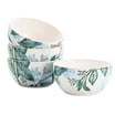 Bico Watercolor Blue Flower Ceramic 32oz Scalloped Dinner Bowls, Set of ...