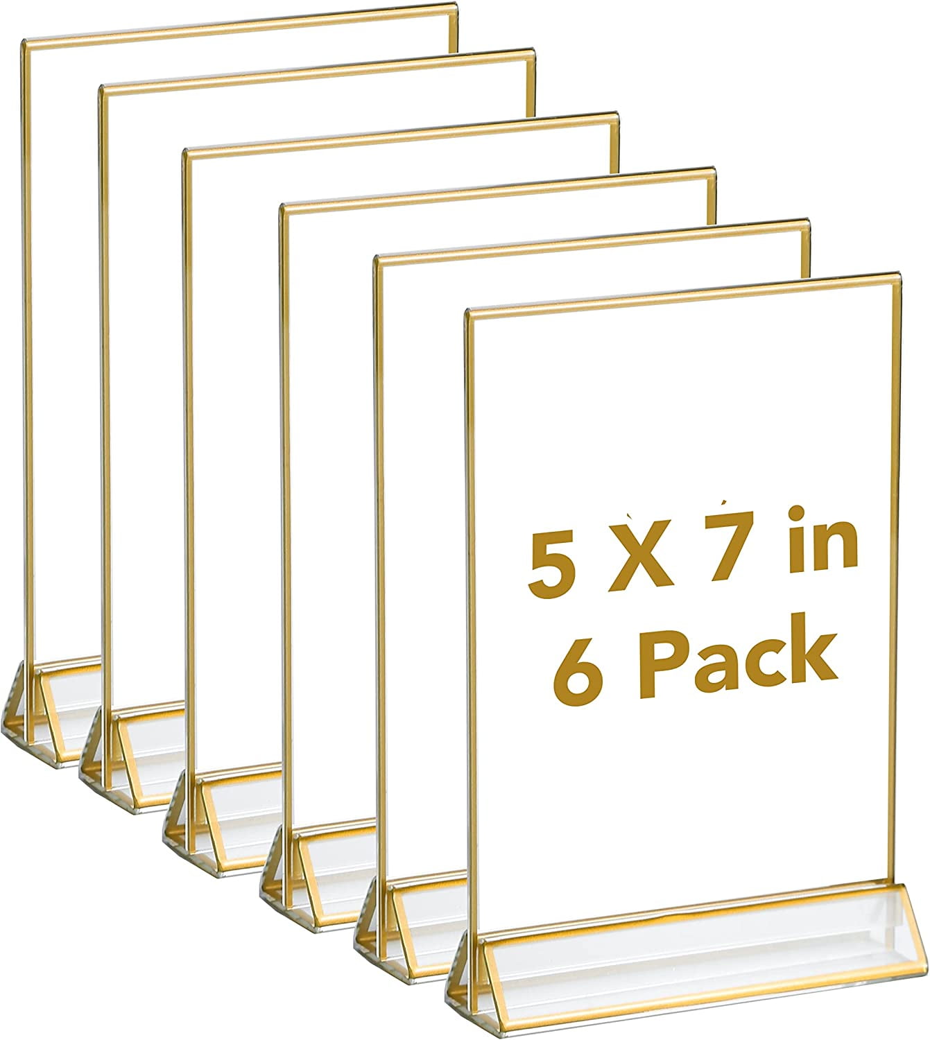 UNIQOOO Acrylic Sign Holders with Golden Border, Portrait View, Pack of ...