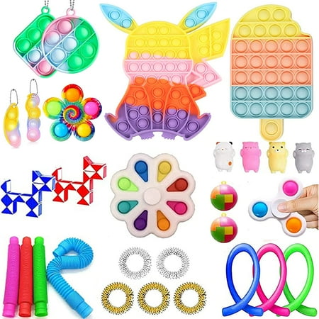 30pcs Fidget Packs Anti-Anxiety Tools, Push Pop Fidget Block Set Stress ...