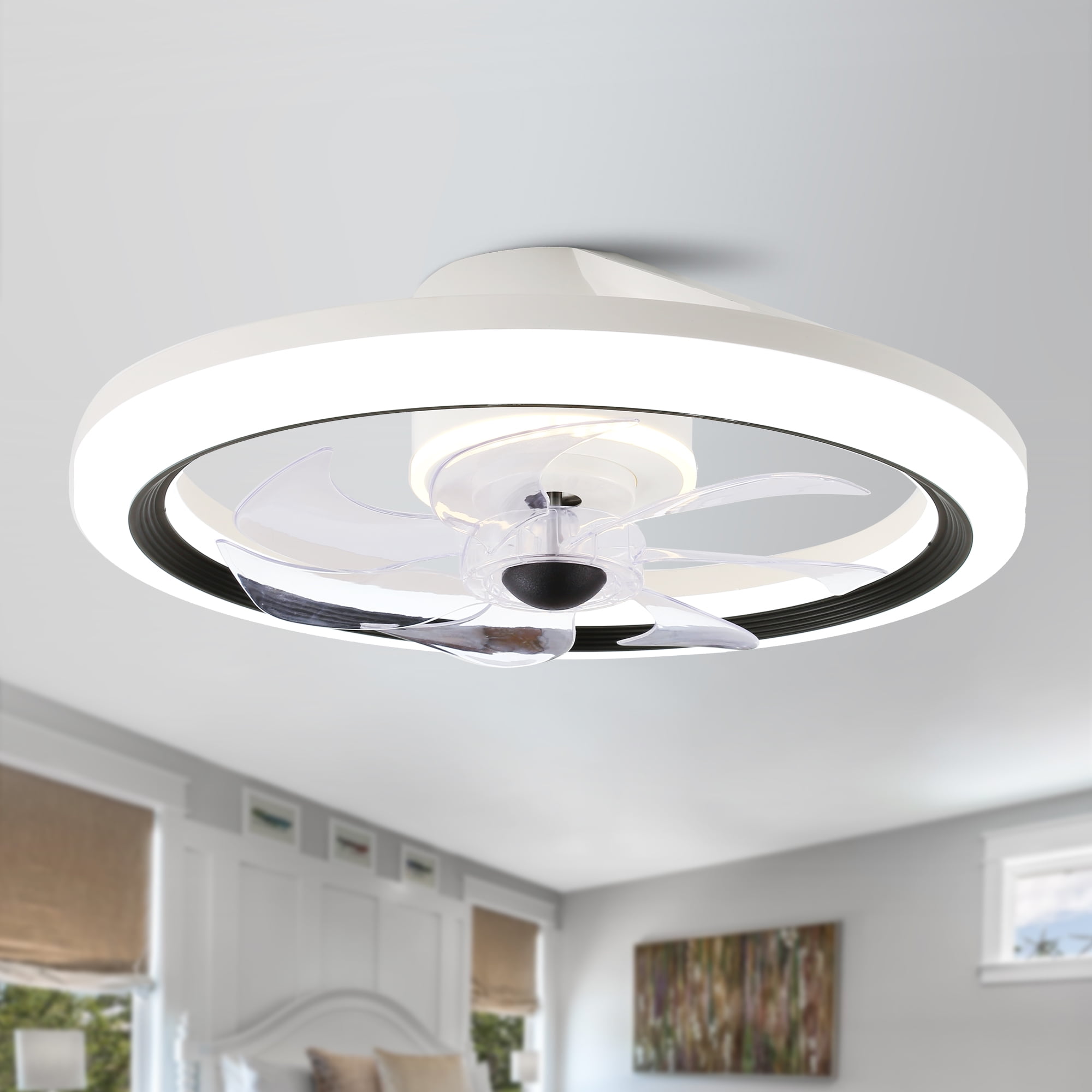 Cusp Barn Dimmable Indoor Ceiling Fan with Lights Remote & APP Control ...