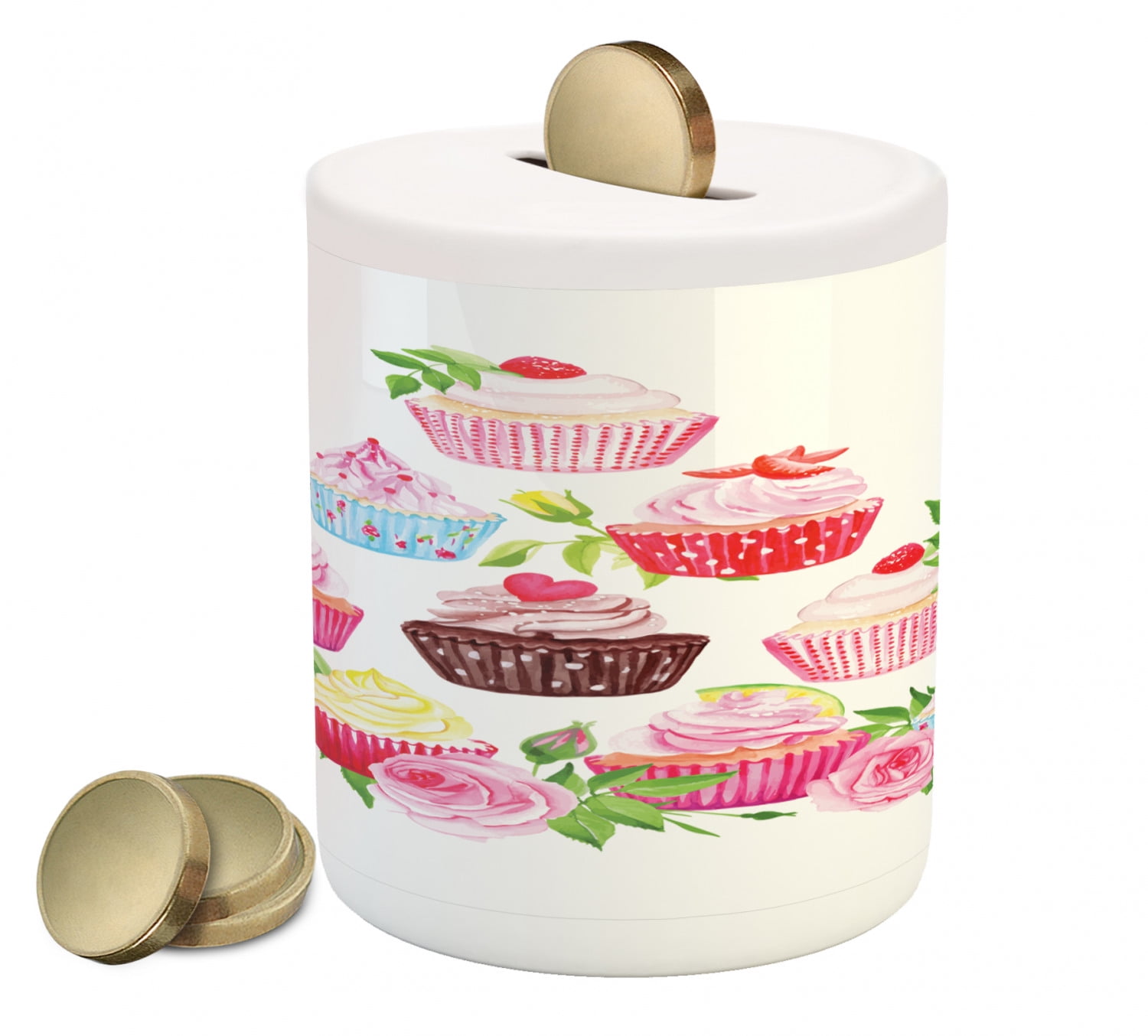 Dessert Piggy Bank, Pyramid of Cupcakes with Polka Dot Liners and ...