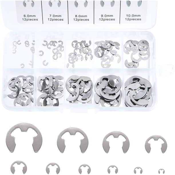 120 Pcs Stainless Steel E-Clip Ring External Retaining Ring Snap Kit ...