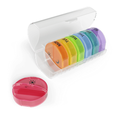 2 Pocket Pill Caddy Travel Plastic Container Medicine Tablet Case ...