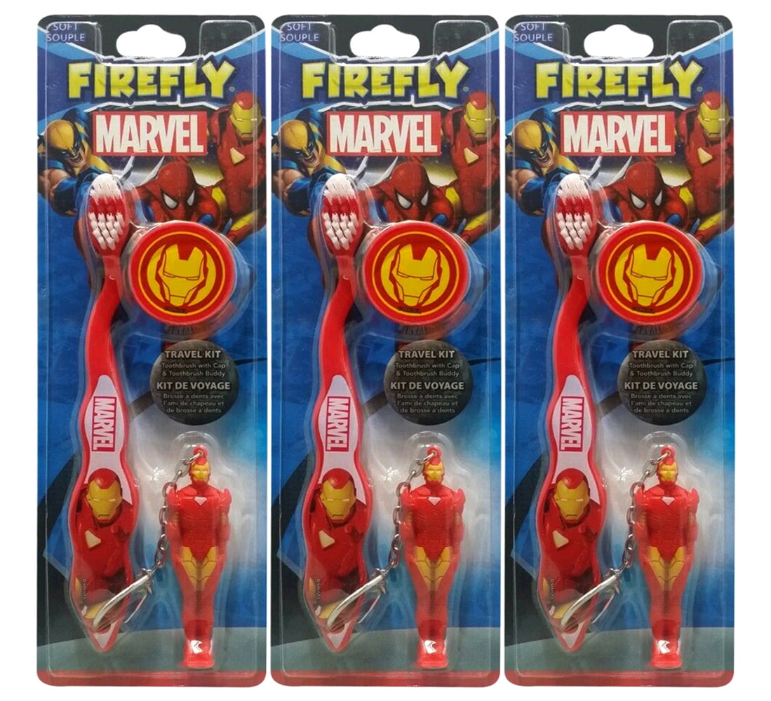 Marvel Superhero IRONMAN Toothbrush Oral Care Travel Kit (Pack of 3 ...