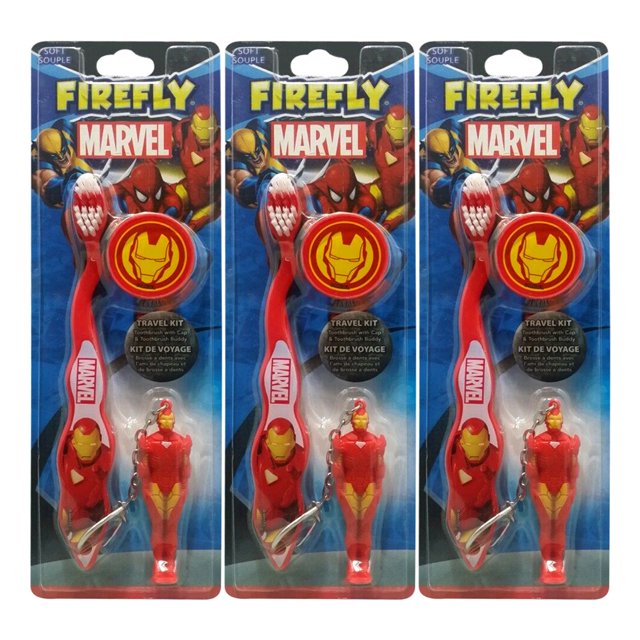 Marvel Superhero IRONMAN Toothbrush Oral Care Travel Kit (Pack of 3 ...