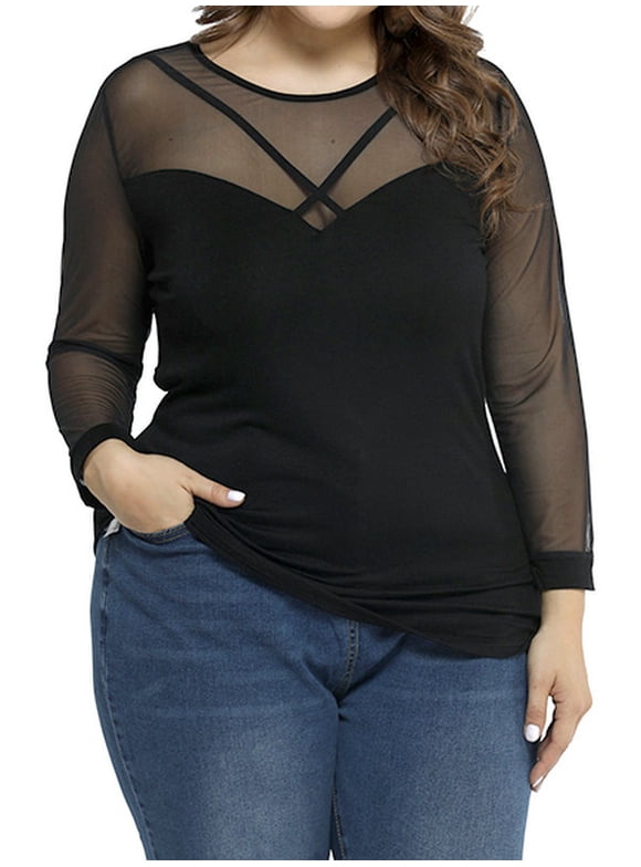 Plus Size Sheer Tops