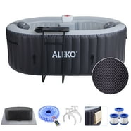 ALEKO Round Wooden Spa Bathtub, Wood-Fired 4-5 Person Hot Tub with ...