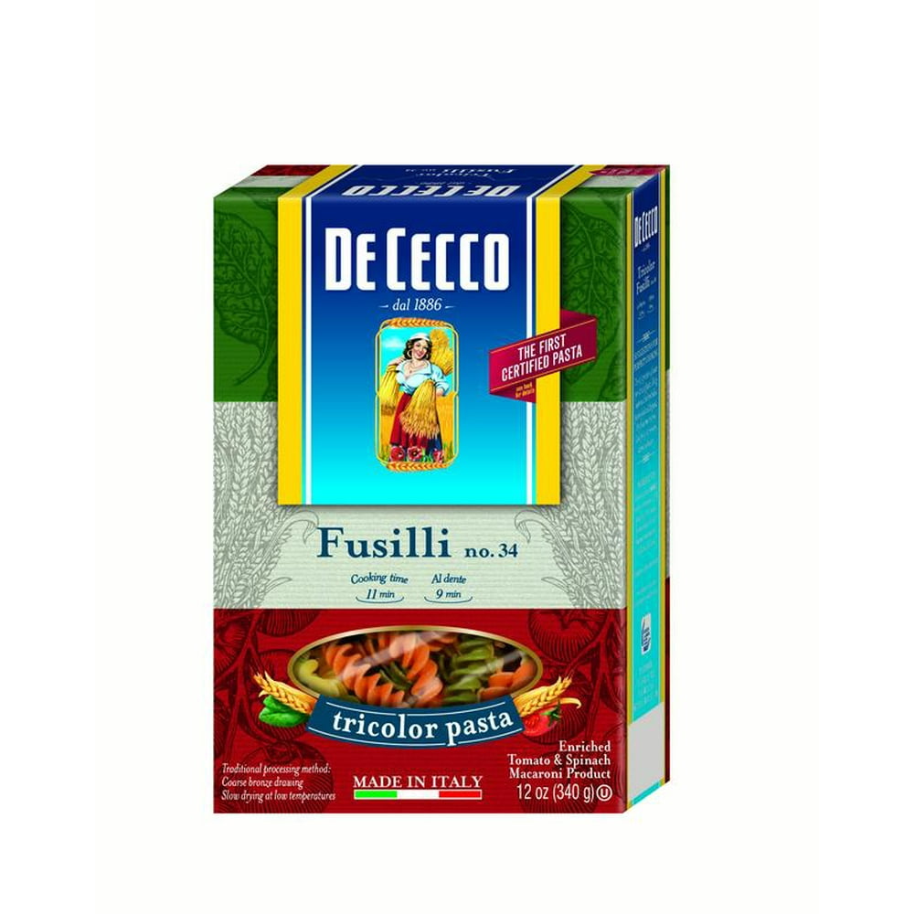 De Cecco Tricolor Fusilli no.34 Pasta, 12 oz - Walmart.com - Walmart.com