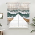 Abstract Wave Swag Curtain Valance for Window 2 Panels Lines Green ...