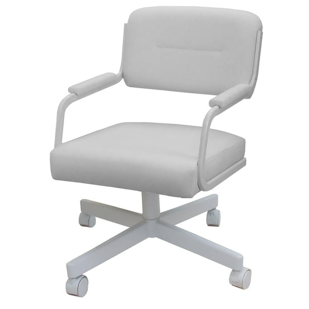 Swivel Tilt Kitchen Caster Chair with Wheels M-110 - White Vinyl ...