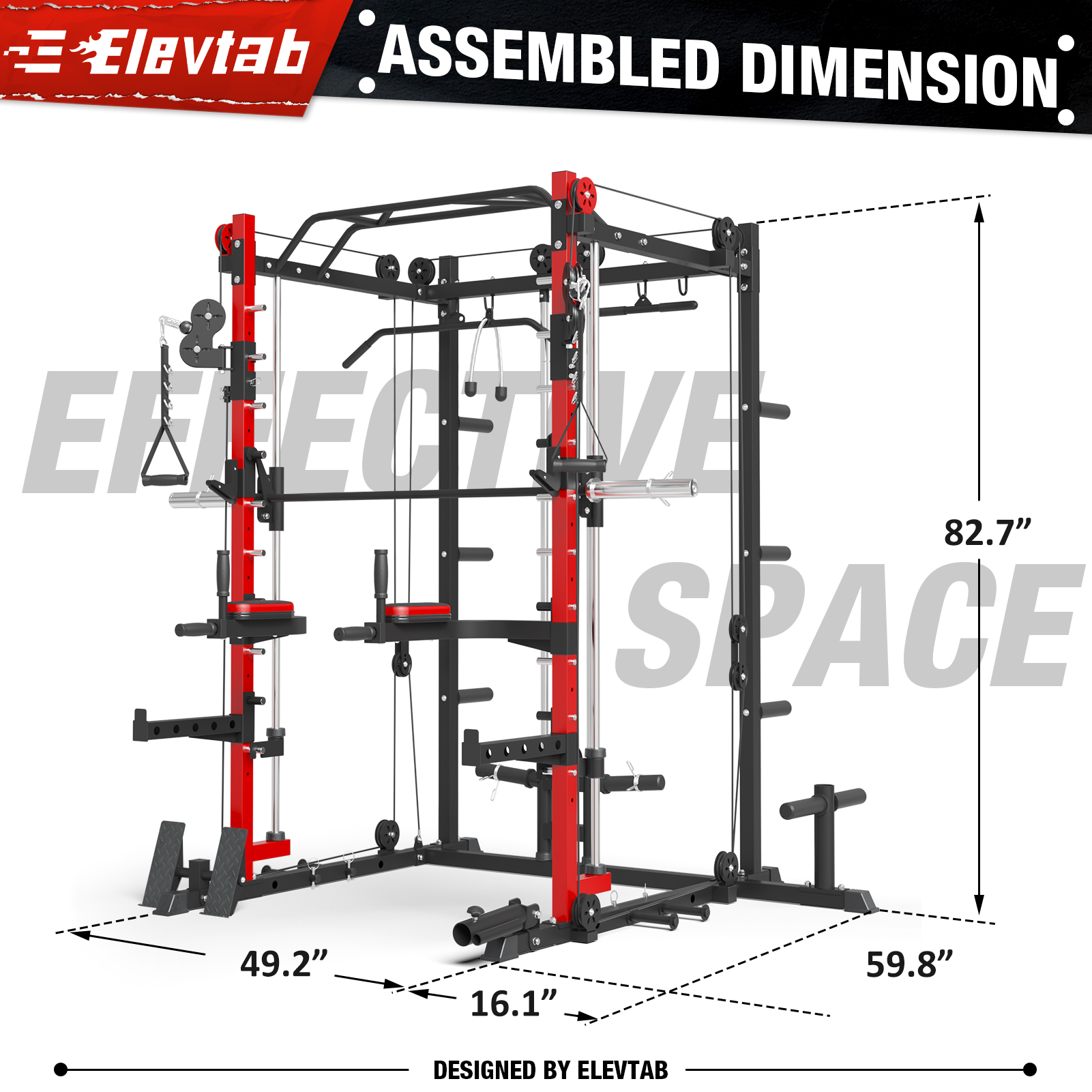 Buy ELEVTAB Smith Machine Home Gym, 2000lbs Squat Rack with LAT-Pull ...