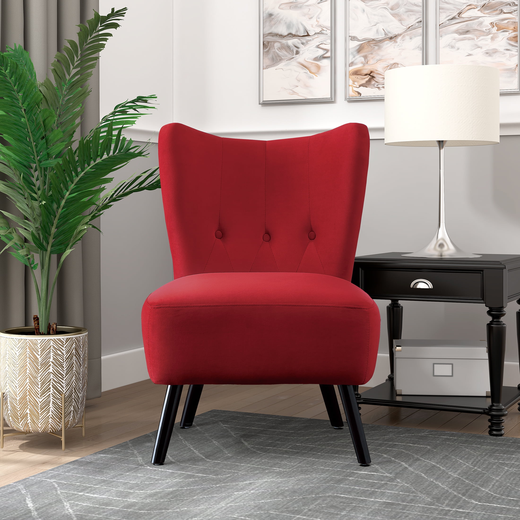 OakvillePark Cullaby Tufted Velvet Accent Chair, Red - Walmart.com