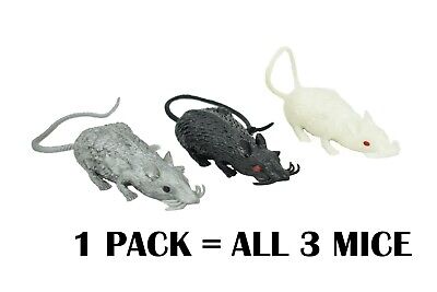 Mouse Mice, Set of 3, White Grey Black, Fake Realistic Toy Model ...