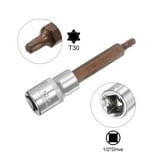 Uxcell T30 Torx Bit Socket, 1/2" Square Drive 4" Length with Hex Shank Power Drill Adapter ...