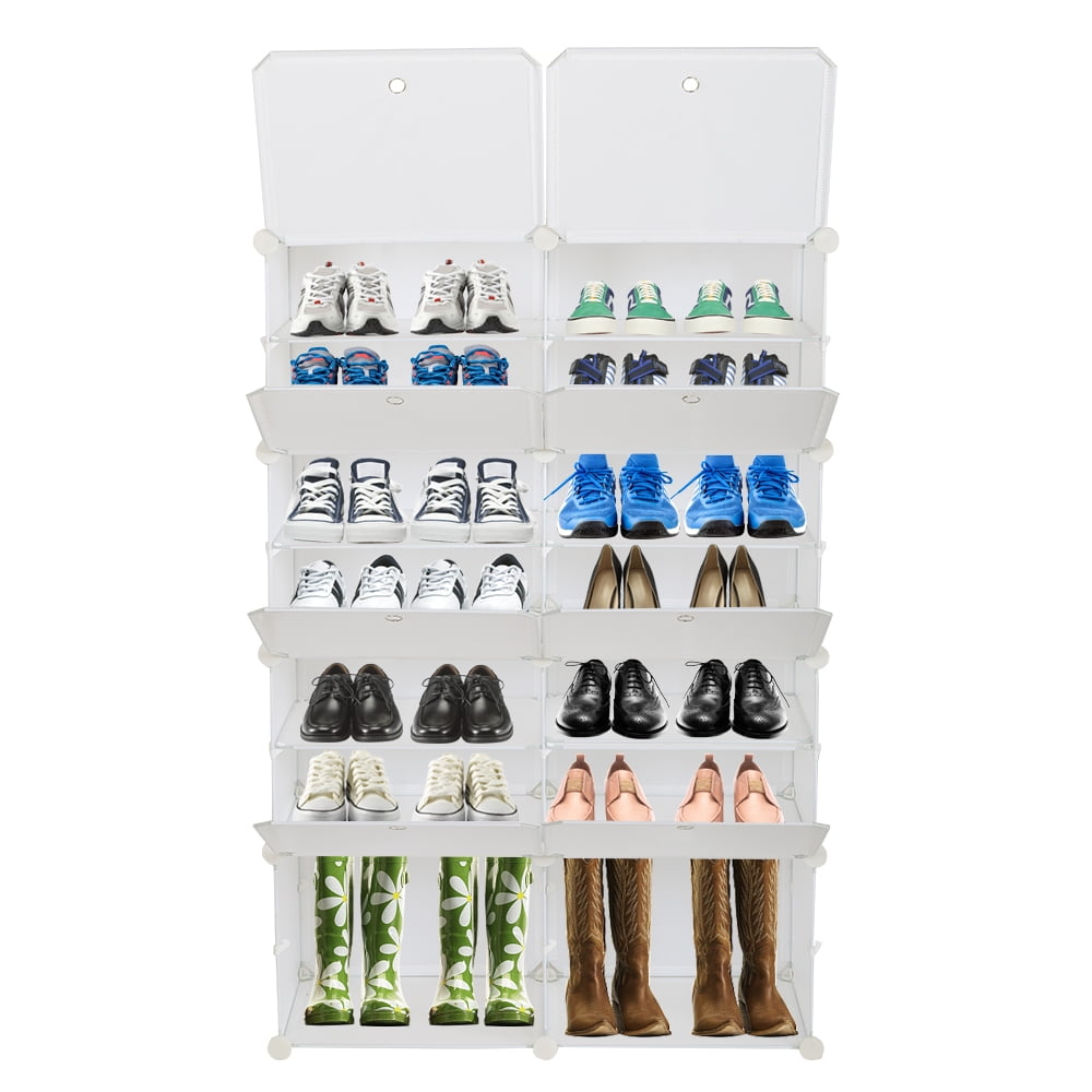 Gzxs 28 Pair Shoe Rack Storage Cabinet Space Saving for Closet Hallway ...