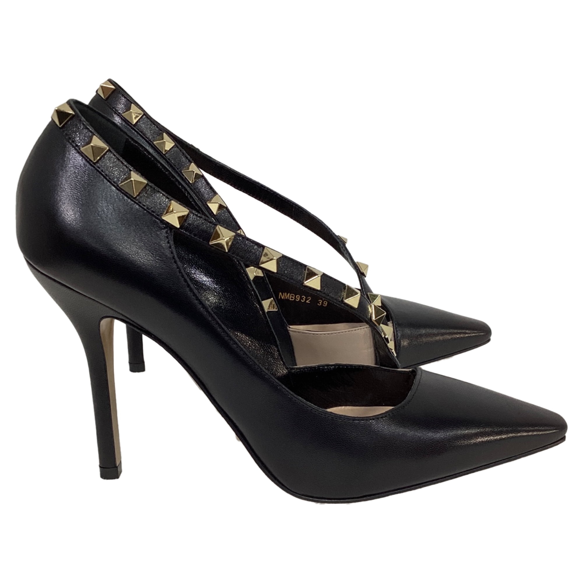 Valentino Rockstud Cross Strap D'Orsay Pumps in Black Leather - Walmart.com