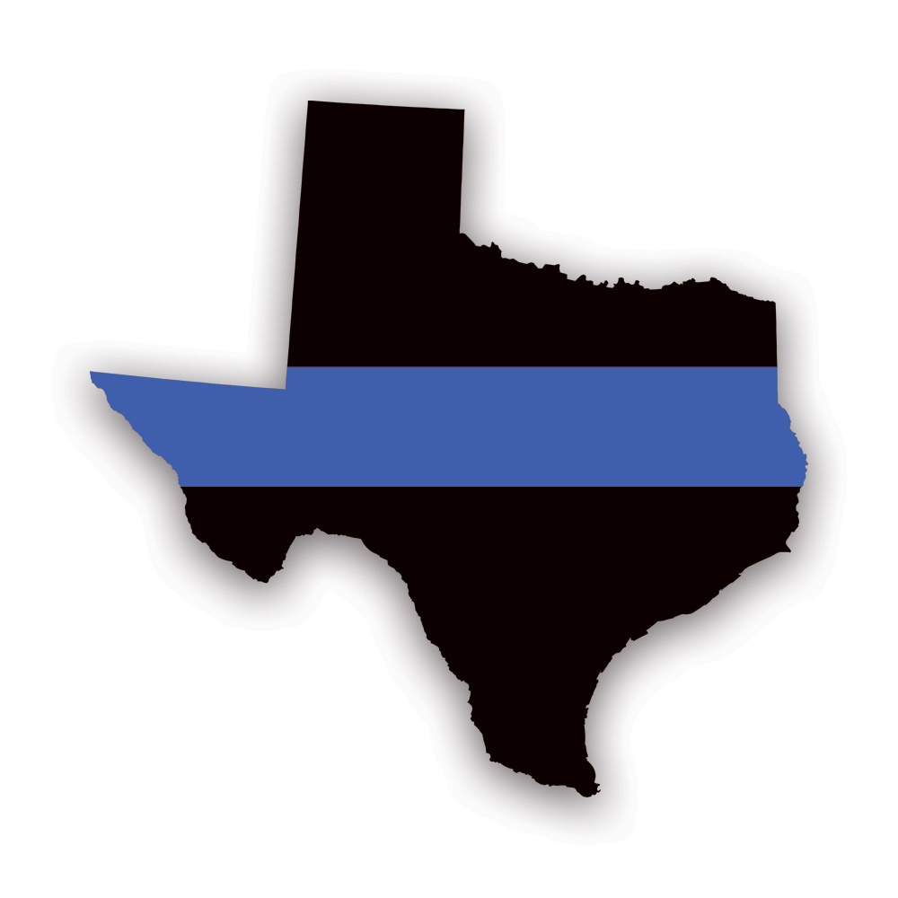 Texas State Shaped The Thin Blue Line Sticker Decal - Self Adhesive ...