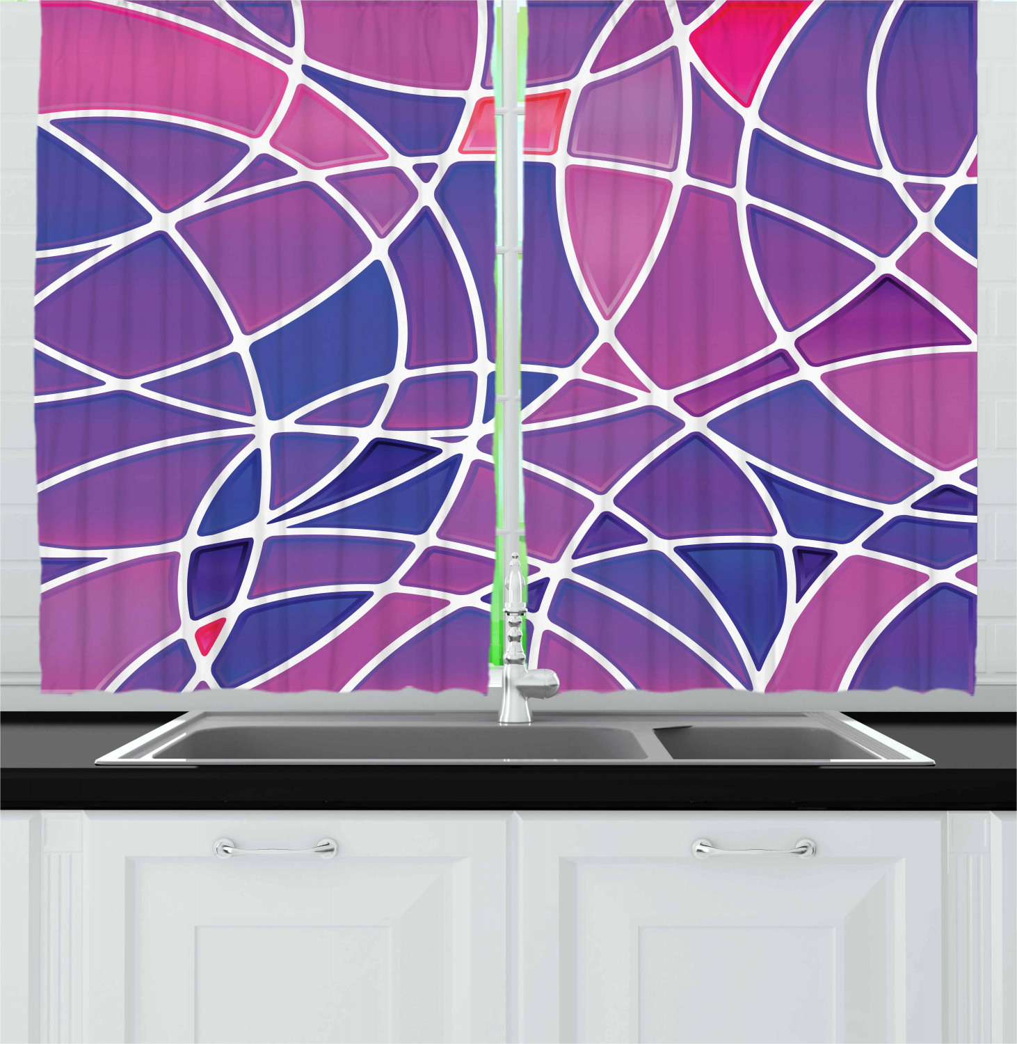 Abstract Curtains 2 Panels Set, Contemporary Graphic Art Print with ...