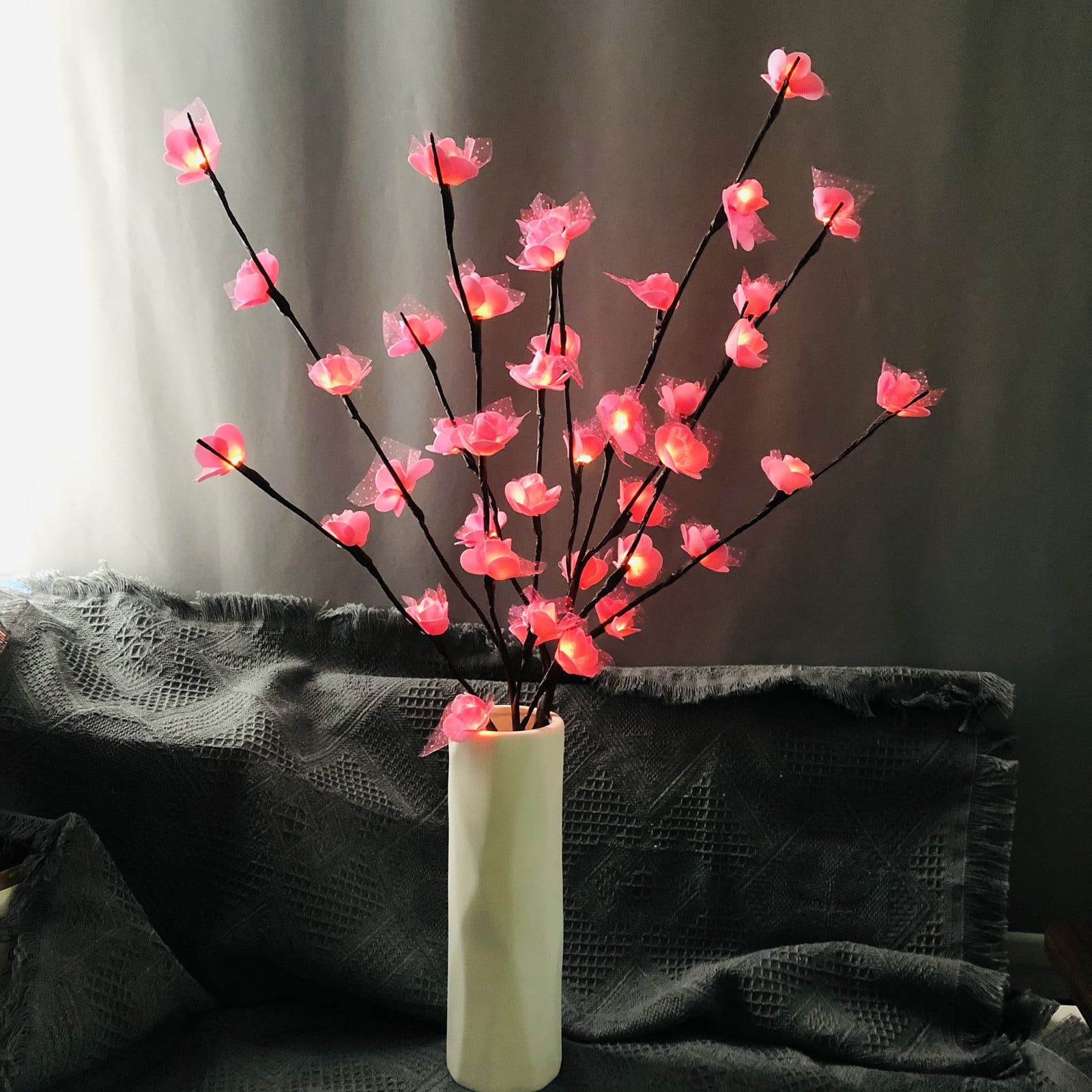 2 Pack Artificial Flower Branches Lights,Lace Rose Decorative Tree ...