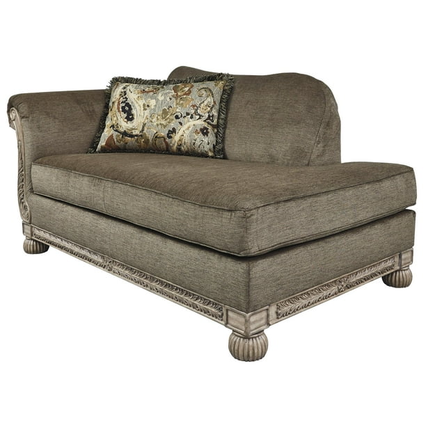 Benjara BM206963 Left Arm Facing Fabric Upholstered Chaise with Pillow ...