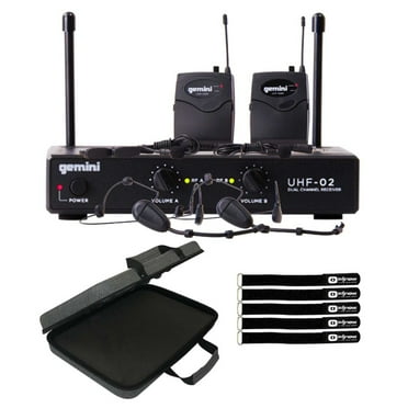 Gemini UHF Dual Channel Wireless Microphone System - Professional UHF Receiver with 2 Handheld ...