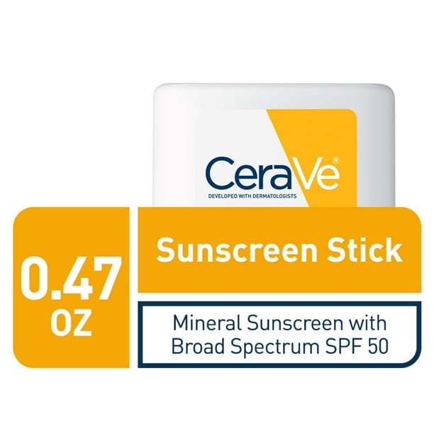 CeraVe Sunscreen Stick SPF 50, 0.47 Ounce, Mineral Sunscreen for Kids ...
