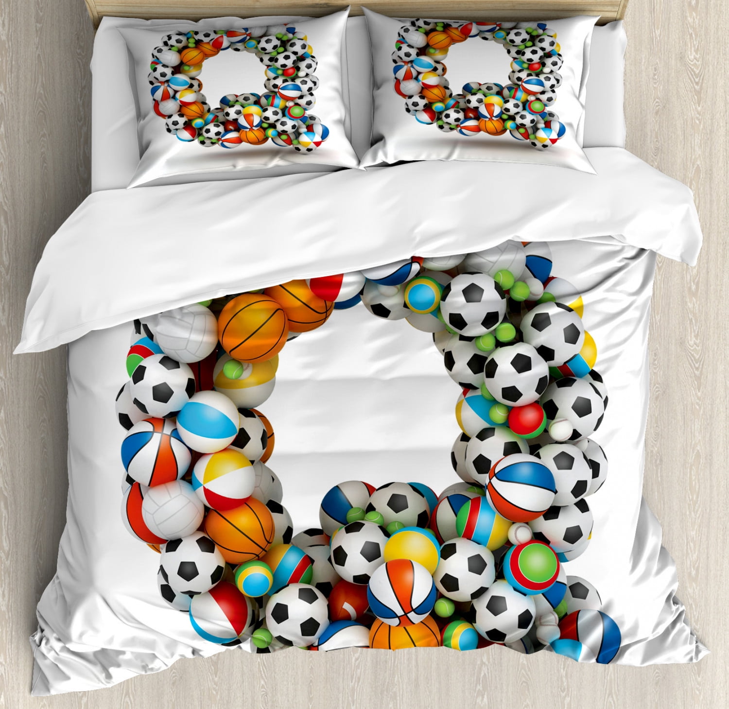 Letter Q King Size Duvet Cover Set, Typographic Letter Font Design with ...