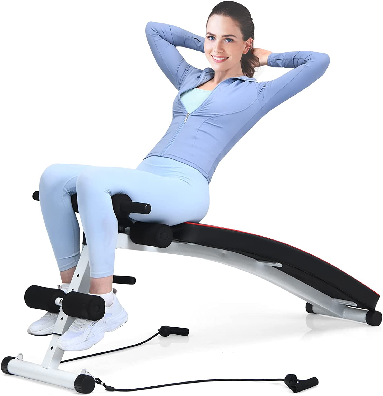 Adjustable Sit Up Bench, Folding Utility Slant Bench with Resistant ...