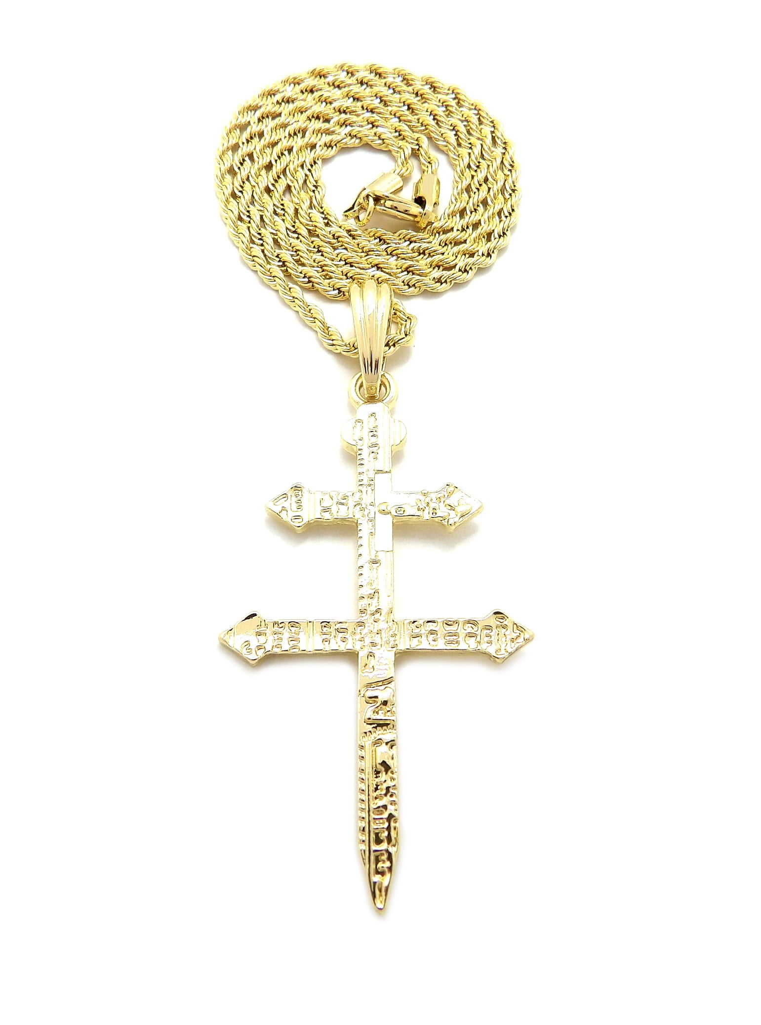 iJewelry2 Gold-tone Dusse Double Cross Pendant Rope Chain Necklace 18 ...