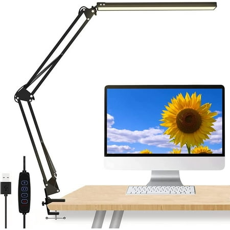 Dot LED Desk Lamp,10W Eye-Caring Metal Swing Arm Desk Lamp with Clamp ...