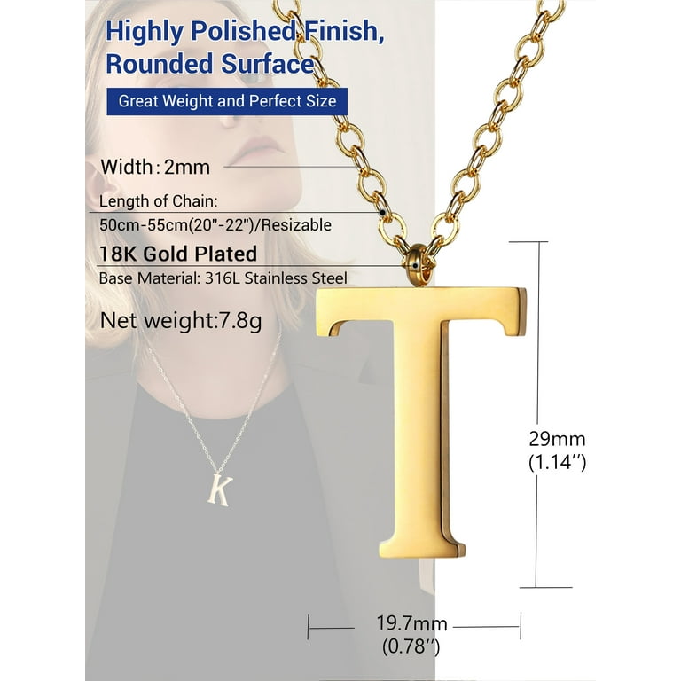 PROSTEEL Initial Pendant T Gold Necklace Alphabet Letter Stainless Steel Necklace for Women Mom Daughter Personalized Name Charm Jewelry Birthday