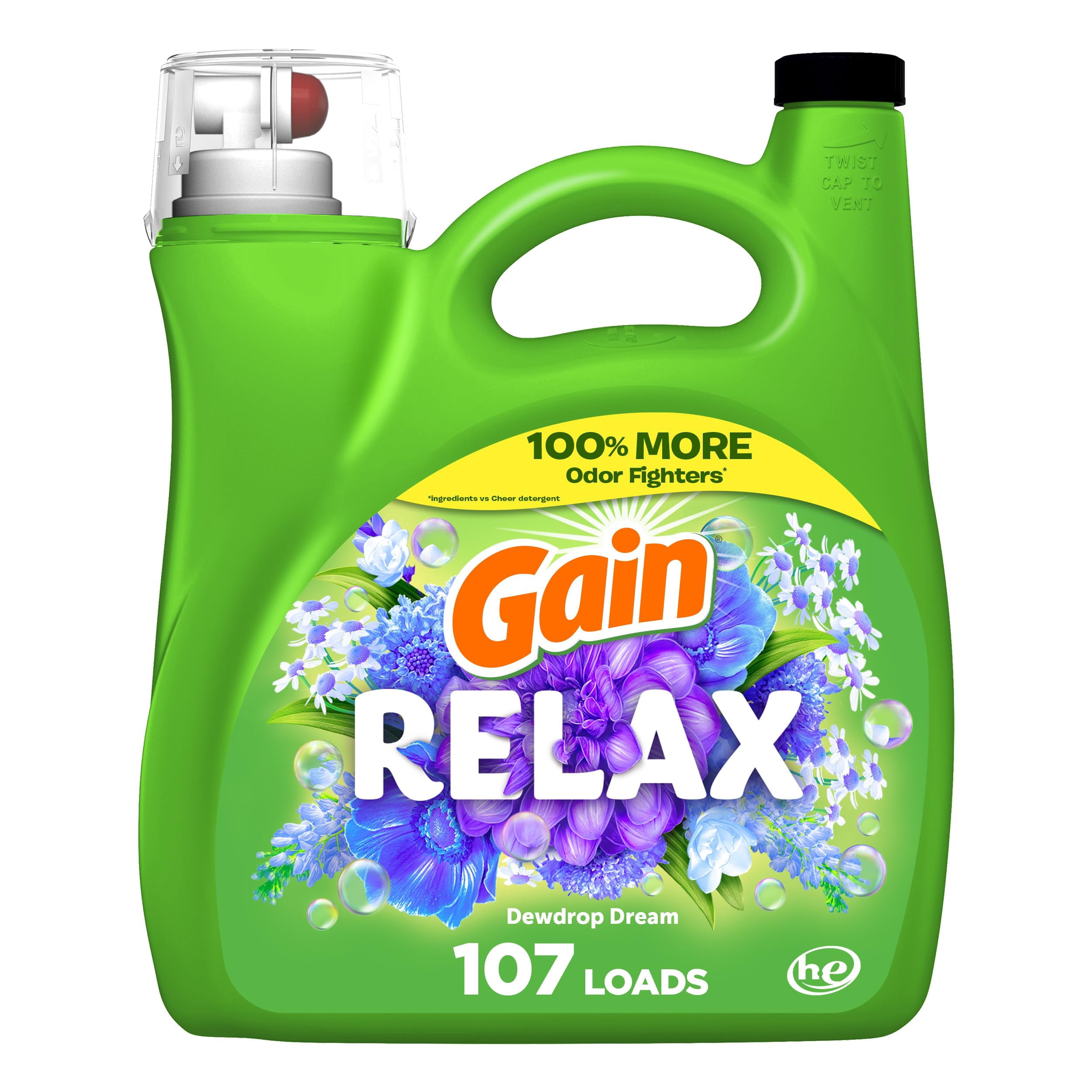 Gain Liquid Laundry Detergent, Relax Scent, HE Compatible, 154 fl oz ...