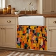 Abstract Brushstrokes Cabinet Curtains 11" W x 13" L, Modern Colorful ...