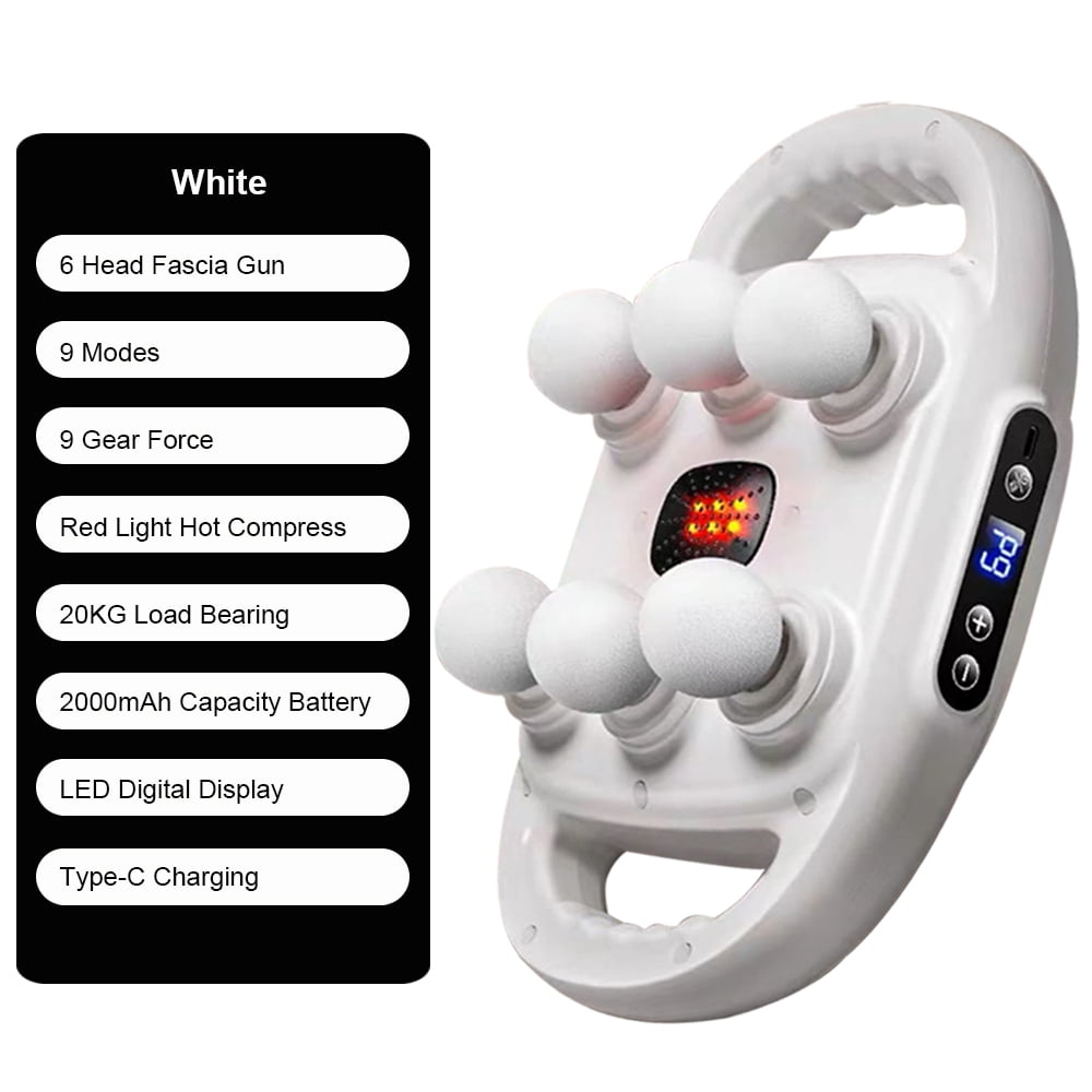 Pistola De Masaje Eléctrica 6 Cabezales, Masajeador Muscular Profundo ...