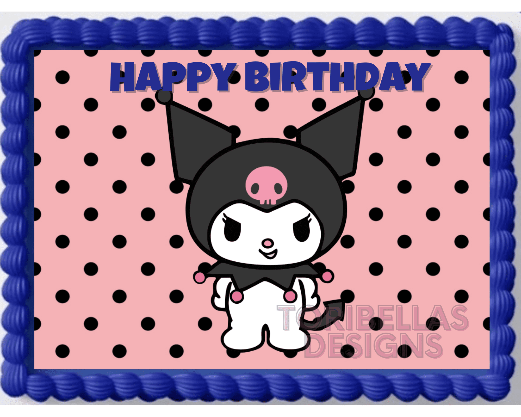 Kawaii Pink And Gray Japanese Cute Goth Bat Edible Cake Topper Frosting Sheet Photo Icing Paper
