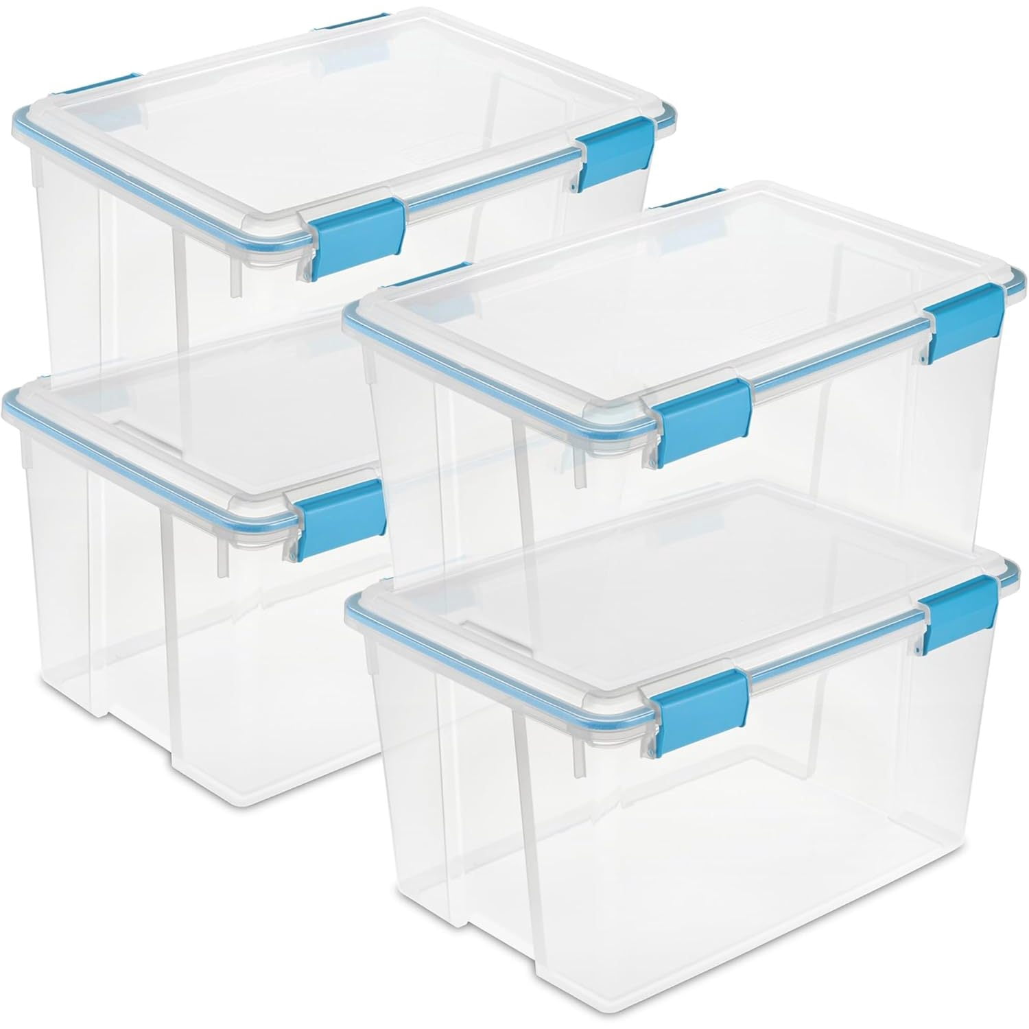 Sterilite 4 Pack Gasket Box, Stackable Storage Bin with Latching Lid ...