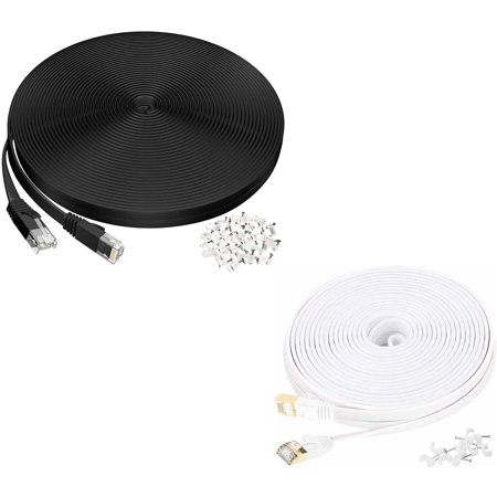 Cat6 Ethernet Cable 100ft, Long Flat Internet Cable for Gaming,Cat 7 ...