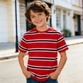 Boys Striped Short Sleeve T-Shirts Casual Crewneck Drop Shoulder Summer ...