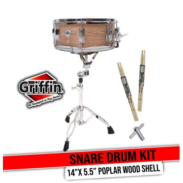 Snare Drum Kit by Griffin Includes Snare Stand, 2 Pairs of Maple Drum ...