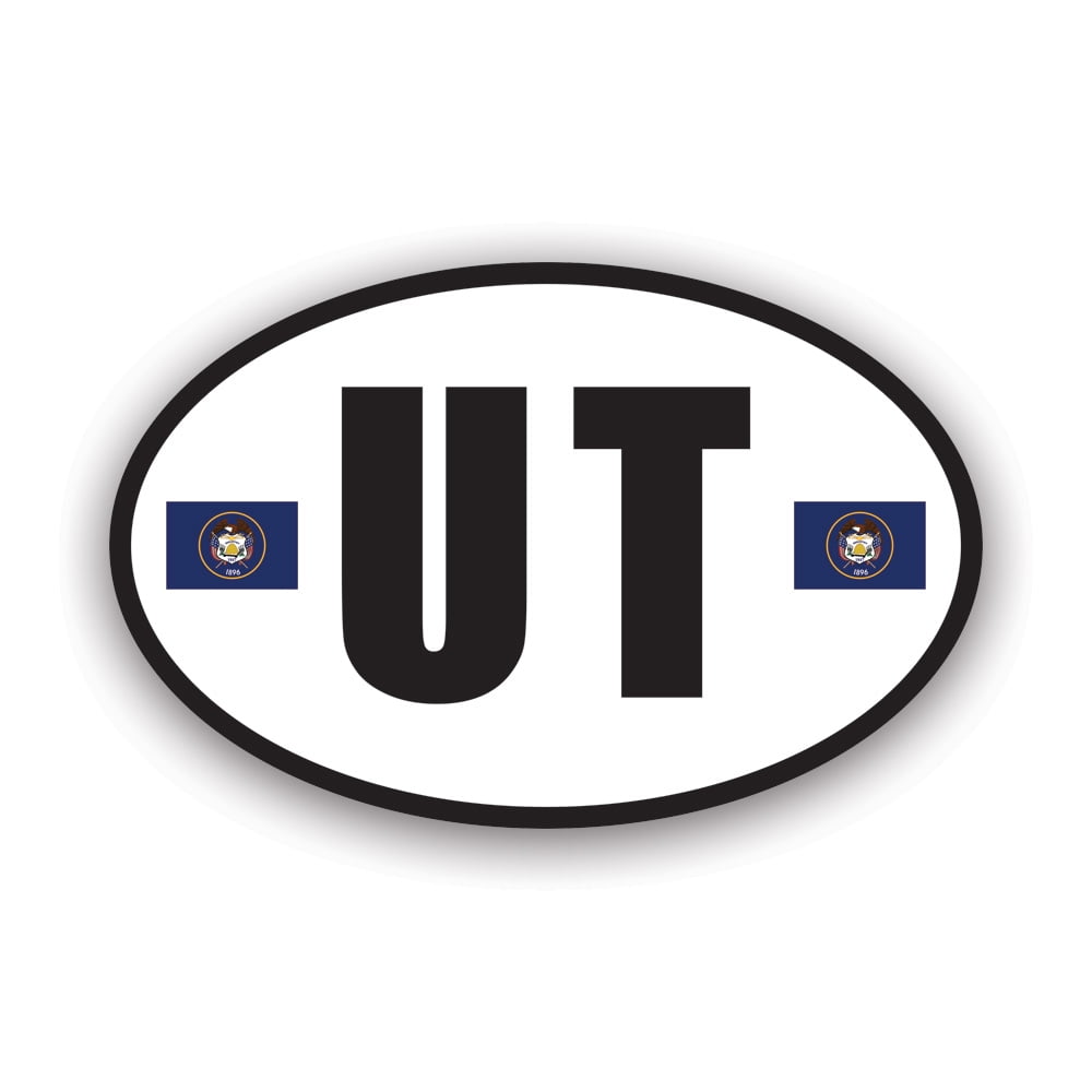Utah Flag Oval Sticker Decal - Self Adhesive Vinyl - Weatherproof ...