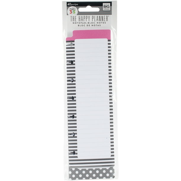 Happy Planner Note Pads 7.5"X2.5" 2/Pkg-Black & White - Walmart.com
