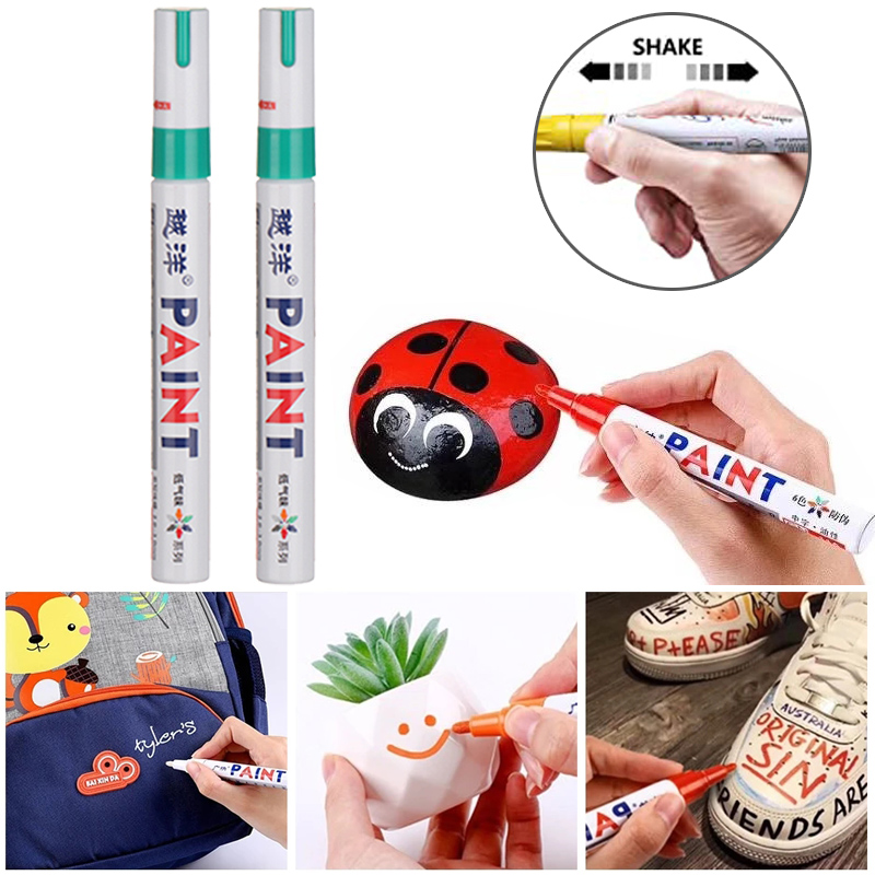 OBOSOE 2PCS Paint Markers Never Fade Quick Dry Permanent Green Oily ...